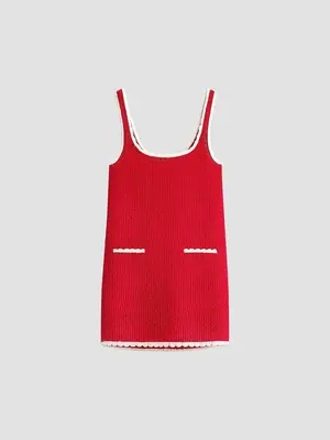 SEROYA Brianna Two-tone Knit Mini Dress - Derby Red Eggshell