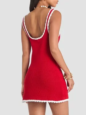 SEROYA Brianna Two-tone Knit Mini Dress - Derby Red Eggshell