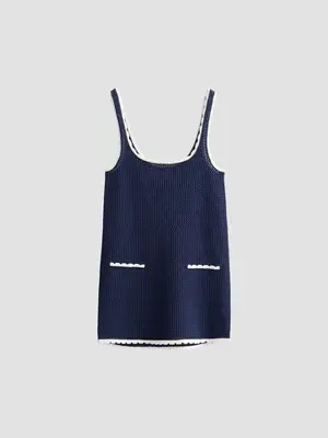 SEROYA Brianna Two-tone Knit Mini Dress Navy Eggshell