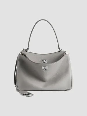 Balenciaga Rodeo Small Grained Calfskin Top Handle Bag - Grey