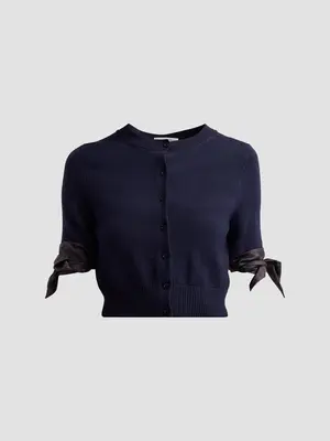 Oscar De La Renta Argyle Tie-detailed Wool Crop Cardigan