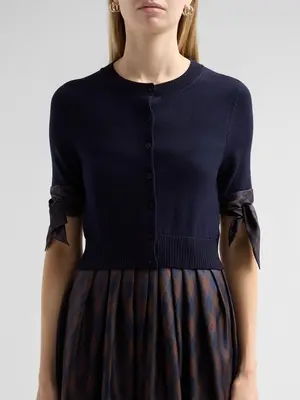 Oscar De La Renta Argyle Tie-detailed Wool Crop Cardigan