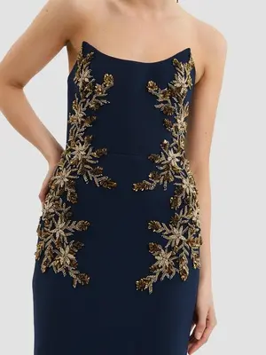 Rebecca Vallance Orla Embellished Stretch-crepe Strapless Gown