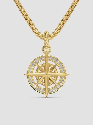 David Yurman Compass Amulet In 18k Yellow Gold With Diamonds, 21.3mm