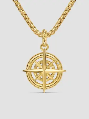 David Yurman Compass Amulet In 18k Yellow Gold With Diamonds, 21.3mm