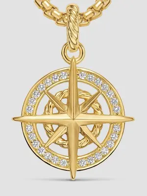 David Yurman Compass Amulet In 18k Yellow Gold With Diamonds, 21.3mm