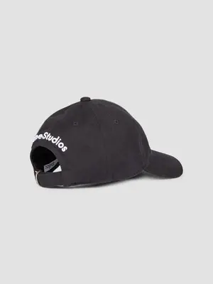 Acne Studios Carily Back Logo Cotton Baseball Cap - Black