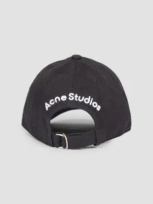 Acne Studios Carily Back Logo Cotton Baseball Cap - Black