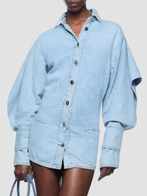Attico Draped Cotton Denim Mini Dress