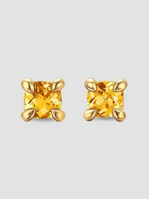David Yurman Micro Chatelaine Stud Earrings In 18k Yellow Gold - Citrine