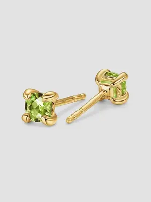 David Yurman Micro Chatelaine Stud Earrings In 18k Yellow Gold - Peridot