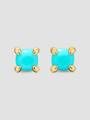 David Yurman Micro Chatelaine Stud Earrings In 18k Yellow Gold - Turquoise