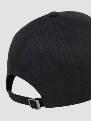 Moncler Baseball Hat In Cotton Gabardine - Black