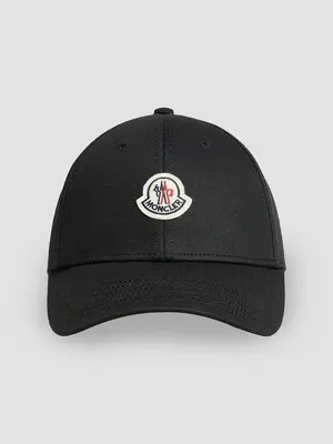 Moncler Baseball Hat In Cotton Gabardine - Black