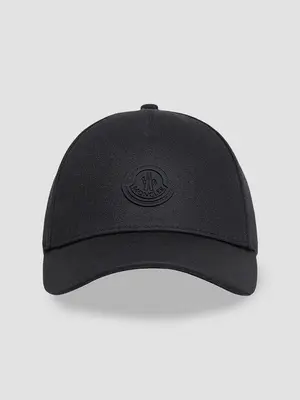 Moncler Baseball Hat In Cotton Gabardine - Black