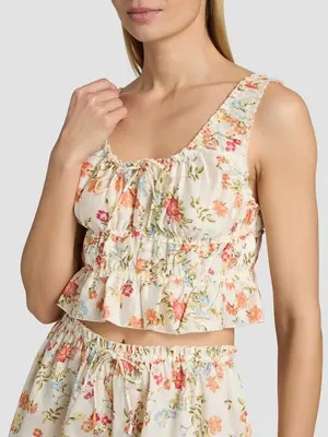 PAPINELLE Amber Floral Cotton Crop Camisole - Peach