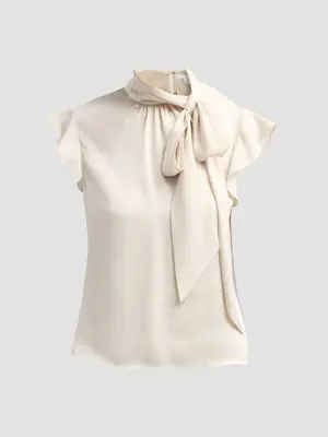 Ramy Brook Balinda Satin Blouse - Bone