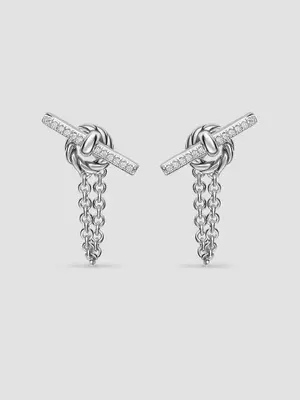 David Yurman Dy Mercer Petite Toggle Chain Stud Earrings In Sterling With Diamonds, 38.2mm