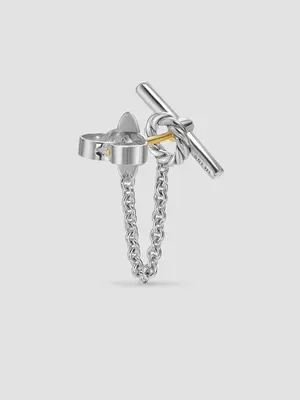 David Yurman Dy Mercer Petite Toggle Chain Stud Earrings In Sterling With Diamonds, 38.2mm
