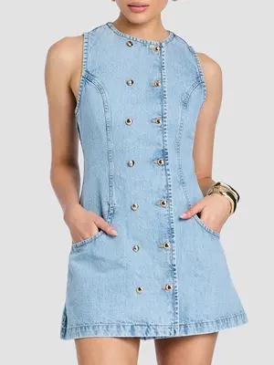 Retrofete Hanna Double-breasted Denim Mini Dress