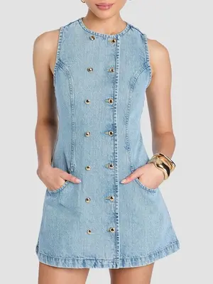 Retrofete Hanna Double-breasted Denim Mini Dress