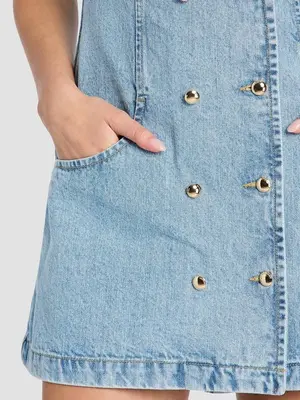 Retrofete Hanna Double-breasted Denim Mini Dress