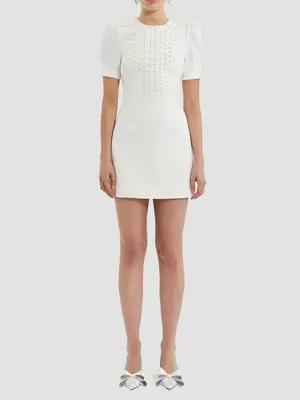 Rebecca Vallance Pearly Embellished Crepe Minidress