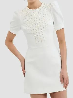 Rebecca Vallance Pearly Embellished Crepe Minidress