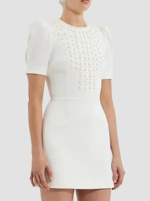 Rebecca Vallance Pearly Embellished Crepe Minidress