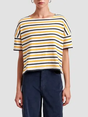 LA LIGNE Short Breton T-shirt - Ecru Multi