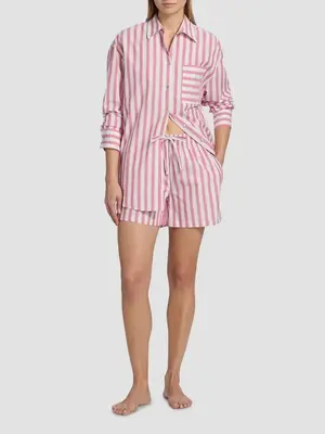PAPINELLE Striped Cotton Shirting Boxer Pajamas