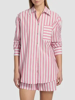 PAPINELLE Striped Cotton Shirting Boxer Pajamas