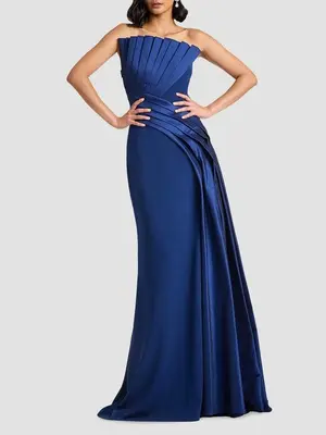 Tadashi Shoji Belair Draped Taffeta & Crepe Strapless Gown