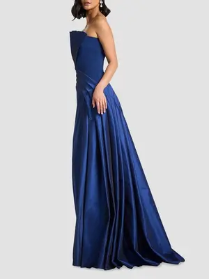 Tadashi Shoji Belair Draped Taffeta & Crepe Strapless Gown