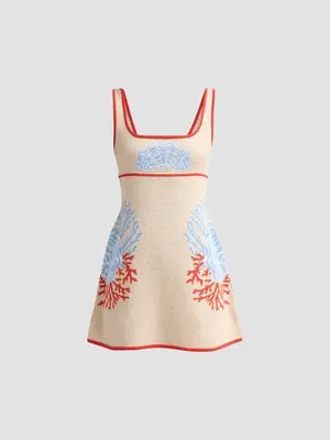 Retrofete Valcra Oceanic-print Cotton-blend Mini Dress