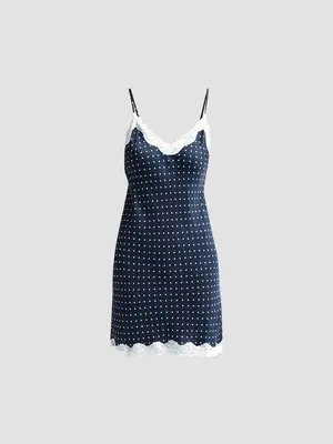 PAPINELLE Annabelle Satin & Lace Mini Slip Nightgown