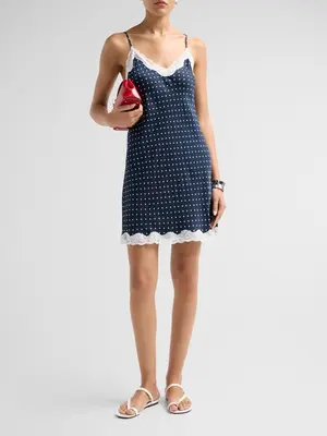 PAPINELLE Annabelle Satin & Lace Mini Slip Nightgown