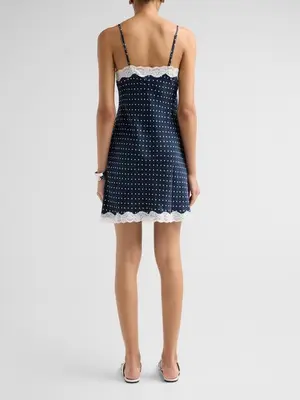 PAPINELLE Annabelle Satin & Lace Mini Slip Nightgown