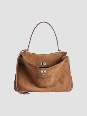 Balenciaga Rodeo Medium Suede Top Handle Bag - Camel