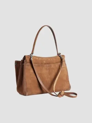 Balenciaga Rodeo Medium Suede Top Handle Bag - Camel