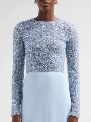 Oscar De La Renta Resort Beaded Bodice Chiffon Gown