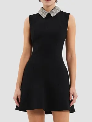 Rebecca Vallance Violetta Diamanté-collar Minidress - Black
