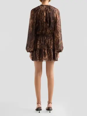 Ramy Brook Vivi Printed Silk-blend A-line Mini Dress - Heritage Brown Python