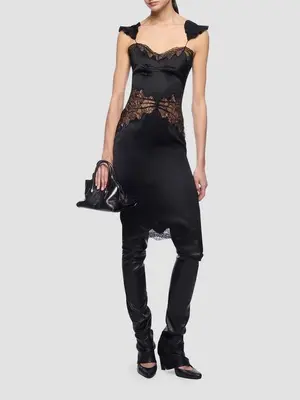 Attico Satin & Lace Midi Dress