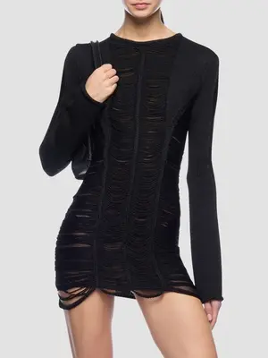 Attico Distressed Knit Mini Dress