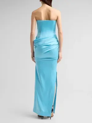 Alex Perry Strapless Drape Longline Corset Column Gown