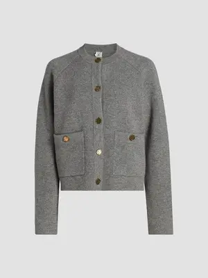 TOTEME Hammered Button Cardigan - Grey Melange