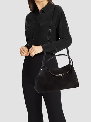 TOTEME T-lock Suede Top Handle Bag - Espresso