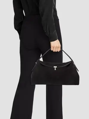 TOTEME T-lock Suede Top Handle Bag - Espresso