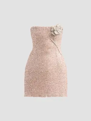 Oscar De La Renta Resort Beaded Iris Embroidered Cocktail Dress - Pink Silver